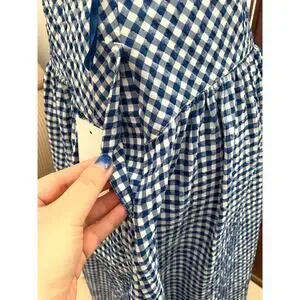 Uniqlo | Skirts | Uniqlo Seersucker Volume Skirt In Gingham Blue | Poshmark
